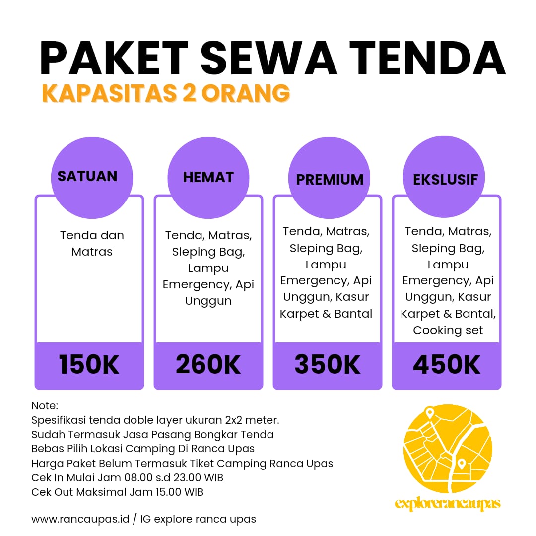 Harga Tiket Camping dan Sewa Tenda Ranca Upas Tahun 2023